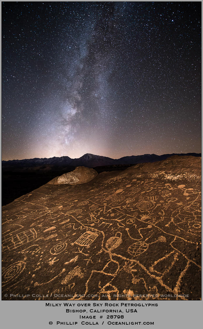 Milky Way, Sky Rock Petroglyphs and Sierra Nevada – Landscape ...
